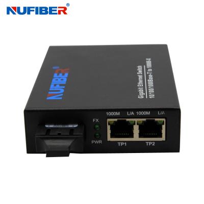 China 10/100/1000M 2-port Rj45+1 fiber port dual fiber SM 1310nm 20km SC Fiber Optic Ethernet Switch media converter for sale