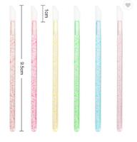 China Crystal Lip Gloss Lipstick Wand Disposable Lip Exfoliator Nail Applicator Long Handle Scrub Brush for sale