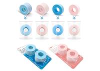 China Custom Eyelash Extension Tape Sensitive 2Pcs Pack Blue Pink Ribbon Micropore Silicone Gel Tape for sale