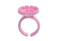 China Disposable Pigment Ring Cup Tattoo Ink Grafting Eyelash Cup With Division Pink Blue Plastic for sale
