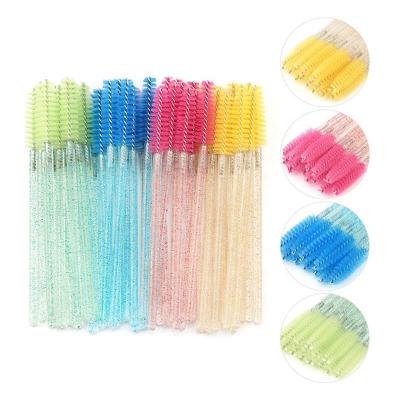 China 50PCS Crystal Eyebrow Brush Makeup Eyelash Extension Tool Pink Yellow for sale