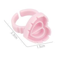China Disposable Heart Shape Tattoo Ink Cup Eyelash Grafting Glue Ring With Division Pink Plastic for sale
