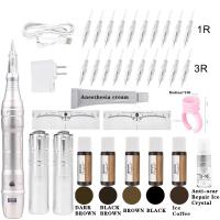 China New eyebrow and lip tattoo kit high quality professional tattoo pen machine kit with cartridge needle permanent Makeup tools Suitable for body art for sale
