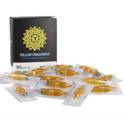 China Yellow Dragonfly Tattoo Cartridge Needles 20pcs Stainless Steel for sale