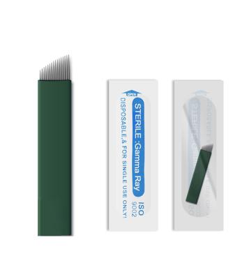China 0.20mm 16F Green Microblading Needle for Permanent Makeup Eyebrow Tattoo for sale