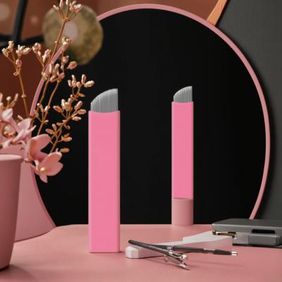 China Pink Nano 0.20mm Thickness Medical Grade Stainless Steel Microblading Needle for Eyebrow Tattoo for sale