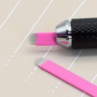 China Pink Nano 0.20mm Thickness Medical Grade Stainless Steel Microblading Needle for Eyebrow Tattoo for sale