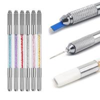 China Professional Microblading Tattoo Pen with 14.2cm Length Stainless Steel and Plastic Double Head Design for Eyebrow Microblading for sale