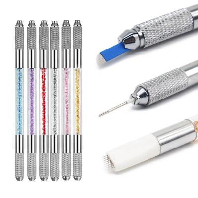 China Professional Microblading Tattoo Pen with 14.2cm Length Stainless Steel and Plastic Double Head Design for Eyebrow Microblading for sale