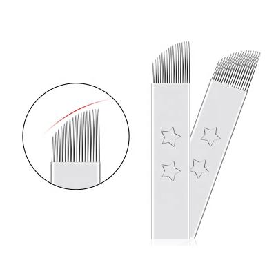China 14F Double Stars 316 Stainless Steel Microblading Needle for Eyebrow Permanent Makeup in 500pcs/box for sale