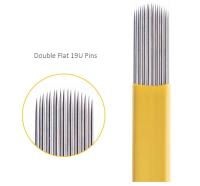 China Disposable Sterilized 0.25mm Yellow Double Flat Microblading Needle for Eyebrow Tattoo in Individual Sterilized Package for sale