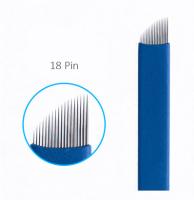 China Medical Grade Stainless Steel 18 Pins Blue Microblading Needle for Eyebrow Permanent Makeup for sale
