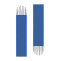 China Medical Grade Stainless Steel 18 Pins Blue Microblading Needle for Eyebrow Permanent Makeup for sale