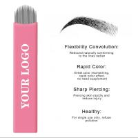 China Pink 18U Sterilized Microblading Tattoo Pen with 0.16mm Stainless Steel Needle for Permanent Makeup for sale