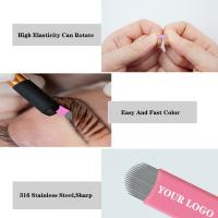 China Pink 18U Sterilized Microblading Tattoo Pen with 0.16mm Stainless Steel Needle for Permanent Makeup for sale