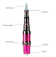 China Rose Red Semi Permanent Makeup Rotary Pen Tattoo Machine With Double Pins For Hairstroke for sale