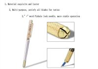 China Wholesale Golden Foil One Side Pen Crystal Eyebrow Tattoo Pen Permanent Manual Tattoo Pen With Low Price for sale