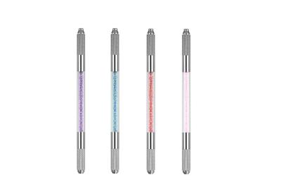China Wholesale Price Double-headed Tattoo Manual Pen Crystal Acrylic Microblading Permanent Makeup Pen for 3D Eyebrow for sale