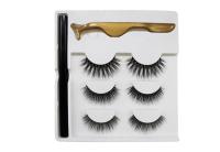 China Wholesale Magnet False Mink Eyelash Set Lash Eyeliner Magnetic Eyelashes With Tweezers OEM / ODM Accepted for sale