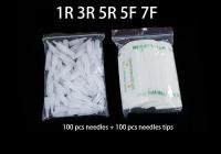 China Wholesale Price 100 PCS 1R 3R 5R 5F 7F PMU Needles +  Needles Tips Disposable Sterilized Tattoo Machine Needles for sale