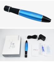 China Wholesale Wireless Metal Blue Leather Scroll Pen A1 Permanent Makeup Tattoo Kit for sale