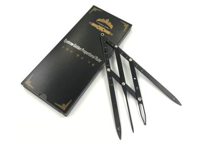 China Stainless steel Black Eyebrow Microblading Tool Tattoo Eyebrow Ruler for sale