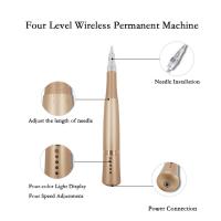 China Gold Four Speeds Wireless Permanent Makeup Machine PMU Tattoo Pen for sale