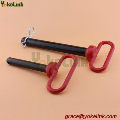 China Red vinyl coated solid handle trailer pin with hair pin Tractor Linkage Pin manufacturer for sale