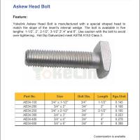 China 3/4 Askew Head Bolts for Wedge Inserts according to ANSI/AWWA C111/A21.11 for sale