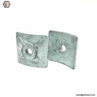 China Cast Square Curved Washer HDG | Ductile Iron Utility Washer | IEEE C135.80 & CSA C83 Polelin Hardware for sale