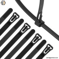 China Black Reusable Releasable Adjustable Nylon Cable Zip Ties for sale