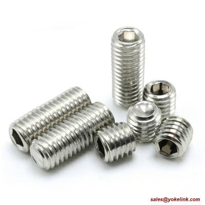 China ASME B18.3, DIN 916 Stainless Steel Socket Set screws with Cup Point, Nylok patch for sale