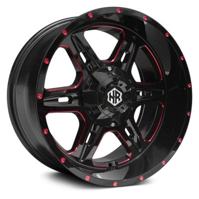 China HRW PROJECT Black Off Road Wheels for Trucks Dually Rims 8J-10J Width Aluminum Alloy for sale