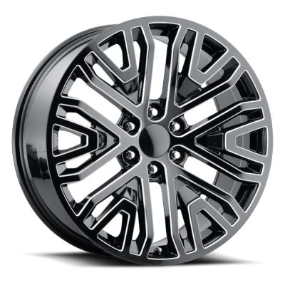 China Chevy Replica Wheels 6 Lug Black Rim 22x9 Milled for Silverado Sierra Tahoe for sale
