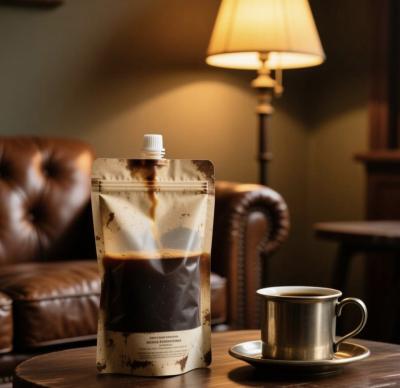 China Custom Size Coffee Pouches Puncture Resistance Eco Friendly Stand Up Coffee Bags for sale