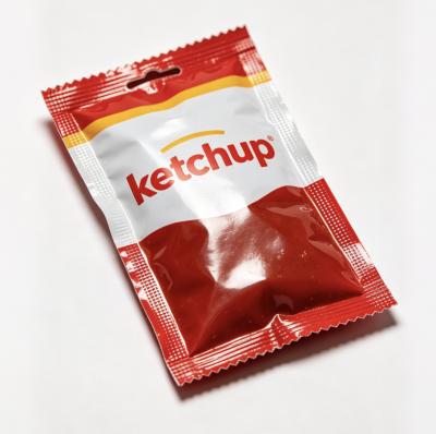 China Custom Printed Ketchup Portion Pack with Easy-Tear Notch and Premium Barrier Film for Food Service for sale