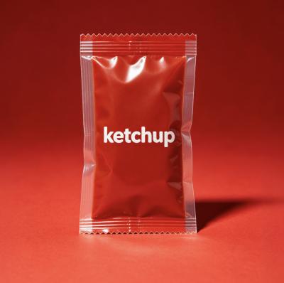 China Custom Printed Ketchup Portion Packs with Easy-Open Notch and Frost Resistant Barrier for QSR and Restaurants for sale