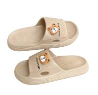 China Chic Cartoon Bear Summer Fashion Trend-Accented Beige Rubber Printed Logo EVA Slides Comfortable Anti-Slip for Home Use for sale