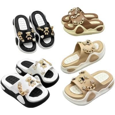 China EVA Women Platform Slides with Bear Decorative Design for sale