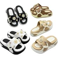 China EVA Women Platform Slides with Pearl Floral Design for sale