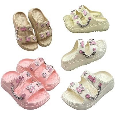 China Women's EVA Thick Sole Platform Slides with Bunny Charms & Chain - Factory Direct Wholesale for sale