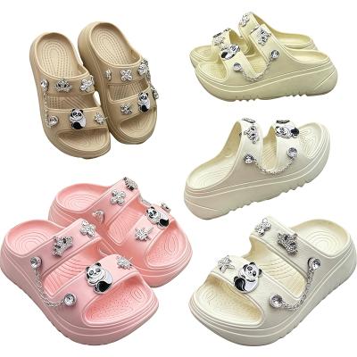 China Women's EVA Thick Sole Platform Slides with Panda Charms & Chain - Factory Direct Wholesale for sale