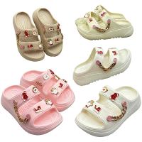 China Women's EVA Thick Sole Platform Slides with Cute Charms & Chain - Factory Direct Wholesale for sale