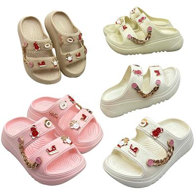 China Women's EVA Thick Sole Platform Slides with Cute Charms & Chain - Factory Direct Wholesale for sale