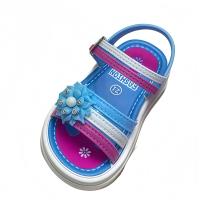 China Factory Direct Kids PVC Striped Strap Sandals 3D Flower Decor MOQ 1800 for sale