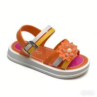 China Factory Direct Kids PVC Striped Strap Sandals 3D Flower Decor MOQ 1800 for sale
