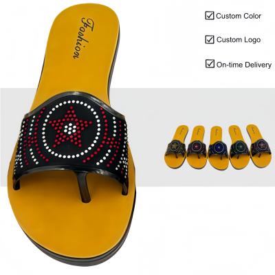 China Factory Direct PVC Women Star Pattern Thong Slides Wholesale Flat Sandals for sale