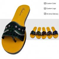 China Factory Direct PVC Women Ethnic Pattern Thong Slides Wholesale Flat Sandals for sale