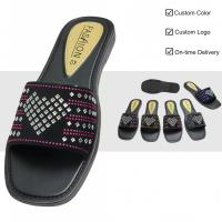 China Factory Direct PVC Women Rhinestone Slides Wholesale Fashion Flat Sandals for sale