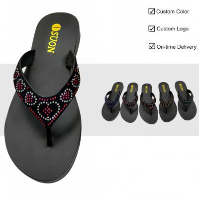 China PVC Women Heart Rhinestone Flip Flops | Factory Direct Wholesale for sale
